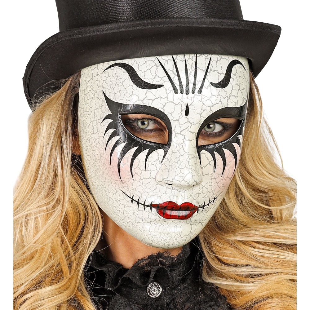 Masque femme fissurée Comedia Dell'Arte pour carnaval de Venise