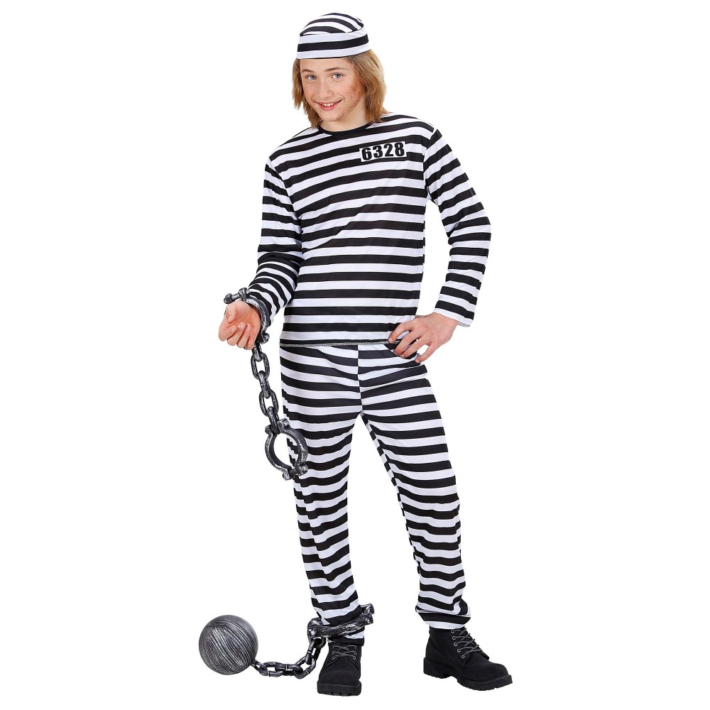 Déguisement enfant de prisonnier à rayures noires et blanches