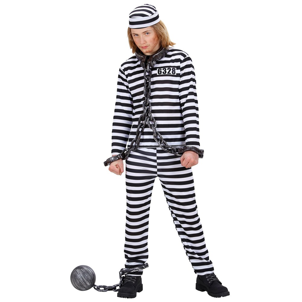 Déguisement enfant de prisonnier à rayures noires et blanches